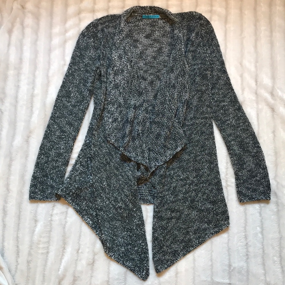 Alice + Olivia Black/Metallic Silver Cardigan, M. - Gem
